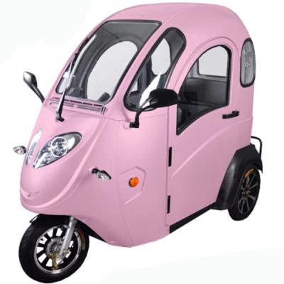 China Pink Enclosed Cabin 3 Wheels Electric Car 25km/H Corrosion Resistance for sale