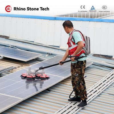 China Carbon Fiber Rod Solar Panel System Cleaning Brushes Double Disc Powered Brush Systems for sale