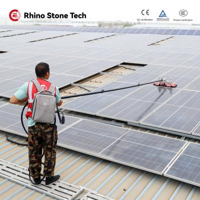 China Water Fed Double Head Electric Solar Panel Rotating Cleaning Brush Kits PV Energy System Dust Removal Solar Farm for sale