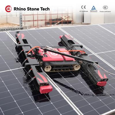 China Remote-Controlled Tracked PV Cleaning Robot Double-Brush Solar Power Station Photovoltaic Panel Cleaning Equipment for sale
