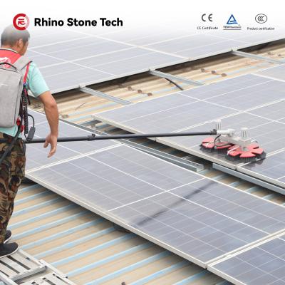 China Solar Panel Cleaning Brush with Dual Disc Design Featuring Anti Static Nylon Bristles and Rotatable Brush Head for Dust Removal for sale