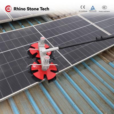 China Double Head Electric Solar Panel Cleaning Brush with Carbon Fiber Telescopic Rod 360 RPM Brushless Motor and 690mm Cleaning Width for sale