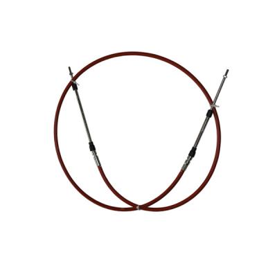 China Marine Engine Control Cable Red Jacket 10-32 Threaded Terminal 8 Inch Bend Radius for sale