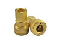 China 1/4 Inch Brass Pneumatic Quick Coupling Pin Lock Interchange 2000 PSI Industrial Air Fitting for sale