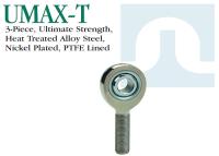 China UMAX-T Series PTFE-Lined Heavy-Duty Rod Ends 3-Piece Alloy Steel 25% Higher Radial Strength for sale
