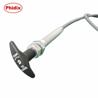 China Twist Lock Handle Push Pull Control Cable 1000mm Stroke Steel Core Mechanical Lock for sale