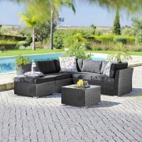 China Outdoor Wicker Patio Sectional Sofa Set with Galvanized Steel Frame PE Rattan Weaving and Waterproof Cushions for sale