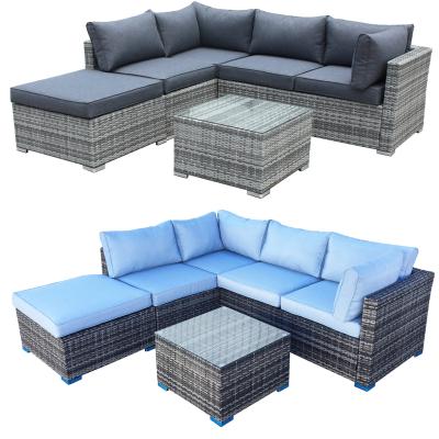 China Outdoor Wicker Patio Sectional Sofa Set with Galvanized Steel Frame PE Rattan Weaving and Waterproof Cushions for sale