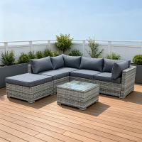 China Outdoor Wicker Patio Sectional Sofa Set with Galvanized Steel Frame PE Rattan Weaving and Waterproof Cushions for sale