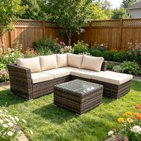 China Outdoor Wicker Patio Sectional Sofa Set with Galvanized Steel Frame PE Rattan Weaving and Waterproof Cushions for sale