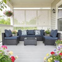 China Factory Wholesale Free Combination Rattan Coffee Table and Chairs Set Garden Outdoor Furniture Steel Wicker Sofa Sets for sale