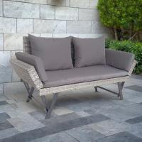 China Factory Wholesale Garden Furniture Outdoor Wicker Rattan Furniture Functional Lounge Chair Armrest Movable Garden Bench for sale