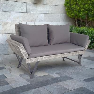 China Factory Wholesale Garden Furniture Outdoor Wicker Rattan Furniture Functional Lounge Chair Armrest Movable Garden Bench for sale