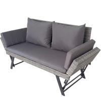 China Factory Wholesale Garden Furniture Outdoor Wicker Rattan Furniture Functional Lounge Chair Armrest Movable Garden Bench for sale