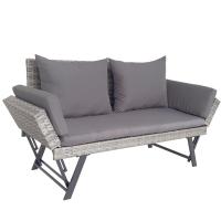 China Factory Wholesale Garden Furniture Outdoor Wicker Rattan Furniture Functional Lounge Chair Armrest Movable Garden Bench for sale