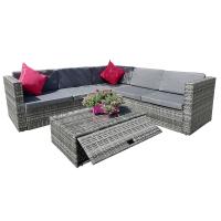 China Furniture Wholesaler Outdoor Living Seating Sectional Poly Rattan Wicker Garden Sofa Storage Conversation Patio Corner Set for sale
