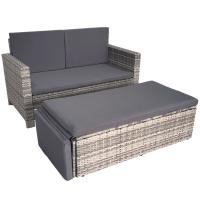 China Furniture Wholesaler Outdoor Living Seating Sectional Poly Rattan Wicker Garden Chair China Customized Love Chair and Bench for sale