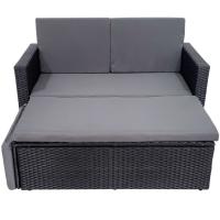 China Furniture Wholesaler Outdoor Living Seating Sectional Poly Rattan Wicker Garden Chair China Customized Love Chair and Bench for sale
