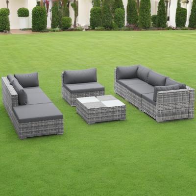 China Wholesale Wicker Outdoor Sectional Lounge Set Rattan Outdoor Furniture Conversation Leisure Sofa Set for sale