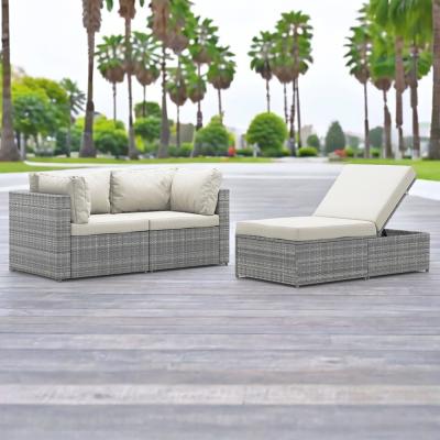 China Rattan Outdoor Garden Lounge Hot Sale Wicker PE Waterproof Custom Rattan Sofa and Lounger Set Multi Function Outdoor Furniture for sale