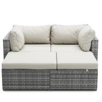China Rattan Outdoor Garden Lounge Hot Sale Wicker PE Waterproof Custom Rattan Sofa and Lounger Set Multi Function Outdoor Furniture for sale