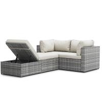 China Rattan Outdoor Garden Lounge Hot Sale Wicker PE Waterproof Custom Rattan Sofa and Lounger Set Multi Function Outdoor Furniture for sale