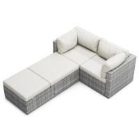 China Rattan Outdoor Garden Lounge Hot Sale Wicker PE Waterproof Custom Rattan Sofa and Lounger Set Multi Function Outdoor Furniture for sale