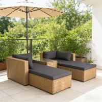 China Factory Direct Sales Rattan Corner Sofas 5 Pieces Set Corner Ottoman Storage Table Patio Furniture Garden Set Outdoor Furniture for sale