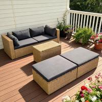 China Factory Direct Sales Rattan Corner Sofas 5 Pieces Set Corner Ottoman Storage Table Patio Furniture Garden Set Outdoor Furniture for sale