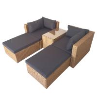 China Factory Direct Sales Rattan Corner Sofas 5 Pieces Set Corner Ottoman Storage Table Patio Furniture Garden Set Outdoor Furniture for sale
