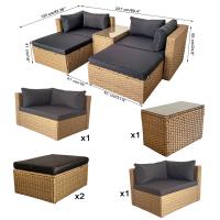 China Factory Direct Sales Rattan Corner Sofas 5 Pieces Set Corner Ottoman Storage Table Patio Furniture Garden Set Outdoor Furniture for sale