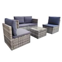 China Garden Furniture Outdoor Low Price  5 Pieces Set Steel Frame Rattan Grey Small Size Wicker Furniture for sale