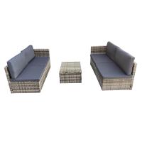 China Garden Furniture Outdoor Low Price  5 Pieces Set Steel Frame Rattan Grey Small Size Wicker Furniture for sale
