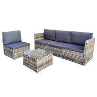 China Garden Furniture Outdoor Low Price  5 Pieces Set Steel Frame Rattan Grey Small Size Wicker Furniture for sale