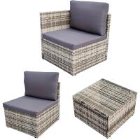 China Garden Furniture Outdoor Low Price  5 Pieces Set Steel Frame Rattan Grey Small Size Wicker Furniture for sale