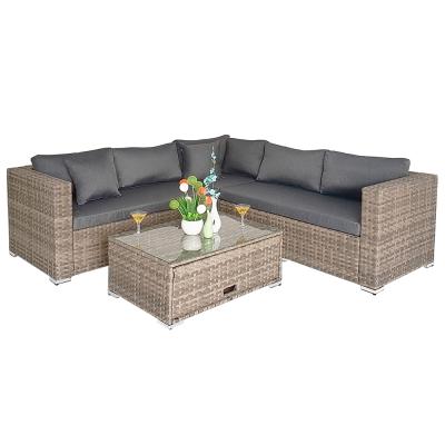 China Set of 4 Wide Rattan Metal Frames Hot Sale Garden Furniture Set with Storage Table for sale