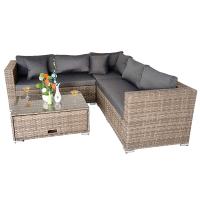 China Set of 4 Wide Rattan Metal Frames Hot Sale Garden Furniture Set with Storage Table for sale