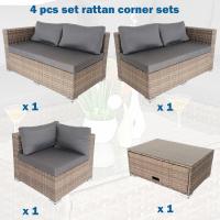 China Set of 4 Wide Rattan Metal Frames Hot Sale Garden Furniture Set with Storage Table for sale