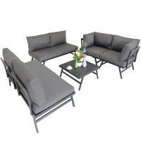 China Patio Balcony Outdoor Furniture Set of 5 Knock Down Structure Popular High Quality Aluminum Garden Sofa Set for sale
