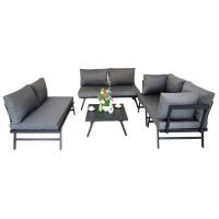 China Patio Balcony Outdoor Furniture Set of 5 Knock Down Structure Popular High Quality Aluminum Garden Sofa Set for sale