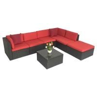 China Factory Wholesale Rattan Wicker Outdoor Furniture 7 Pieces Corner Conversation Sofa Set for sale