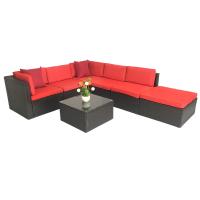China Factory Wholesale Rattan Wicker Outdoor Furniture 7 Pieces Corner Conversation Sofa Set for sale