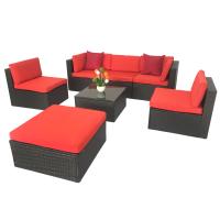 China Factory Wholesale Rattan Wicker Outdoor Furniture 7 Pieces Corner Conversation Sofa Set for sale