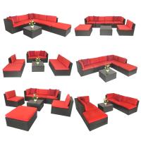 China Factory Wholesale Rattan Wicker Outdoor Furniture 7 Pieces Corner Conversation Sofa Set for sale