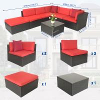 China Factory Wholesale Rattan Wicker Outdoor Furniture 7 Pieces Corner Conversation Sofa Set for sale
