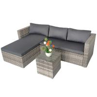 China Garden Furniture Outdoor Low Price Wicker Garden Outdoor Plastic Rattan Sofa With Chaise Lounge for sale