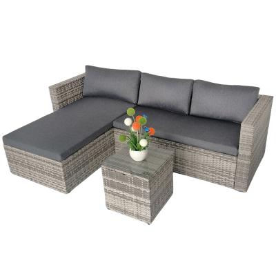 China Garden Furniture Outdoor Low Price Wicker Garden Outdoor Plastic Rattan Sofa With Chaise Lounge for sale