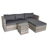 China Garden Furniture Outdoor Low Price Wicker Garden Outdoor Plastic Rattan Sofa With Chaise Lounge for sale