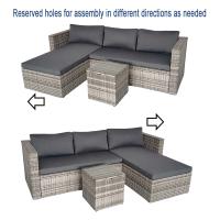 China Garden Furniture Outdoor Low Price Wicker Garden Outdoor Plastic Rattan Sofa With Chaise Lounge for sale