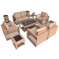 China 2026 Hot Sale PE Rattan Sofa Set Indoor Outdoor Garden Furniture Multi Person Leisure Conversation Table and Chairs for sale